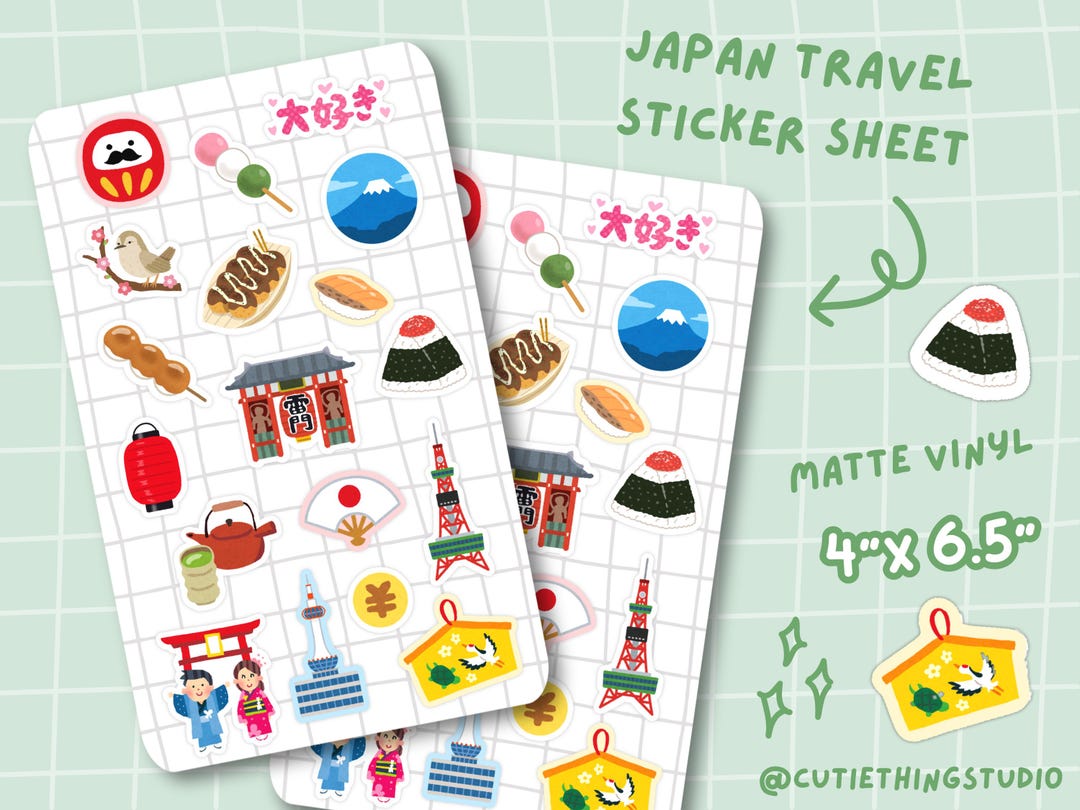 Japan Travel Stickers Japan Travel Sticker Sheet, Cute Journal Stickers ...