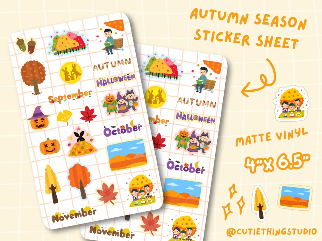Cozy Autumn Vibes Sticker Sheet | Fall Season Stickers, Cute Autumn ...