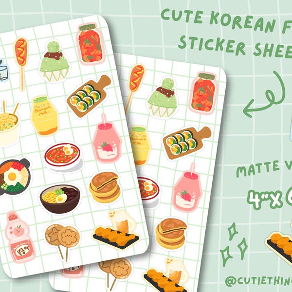Cute Korean Food Stickers - Etsy