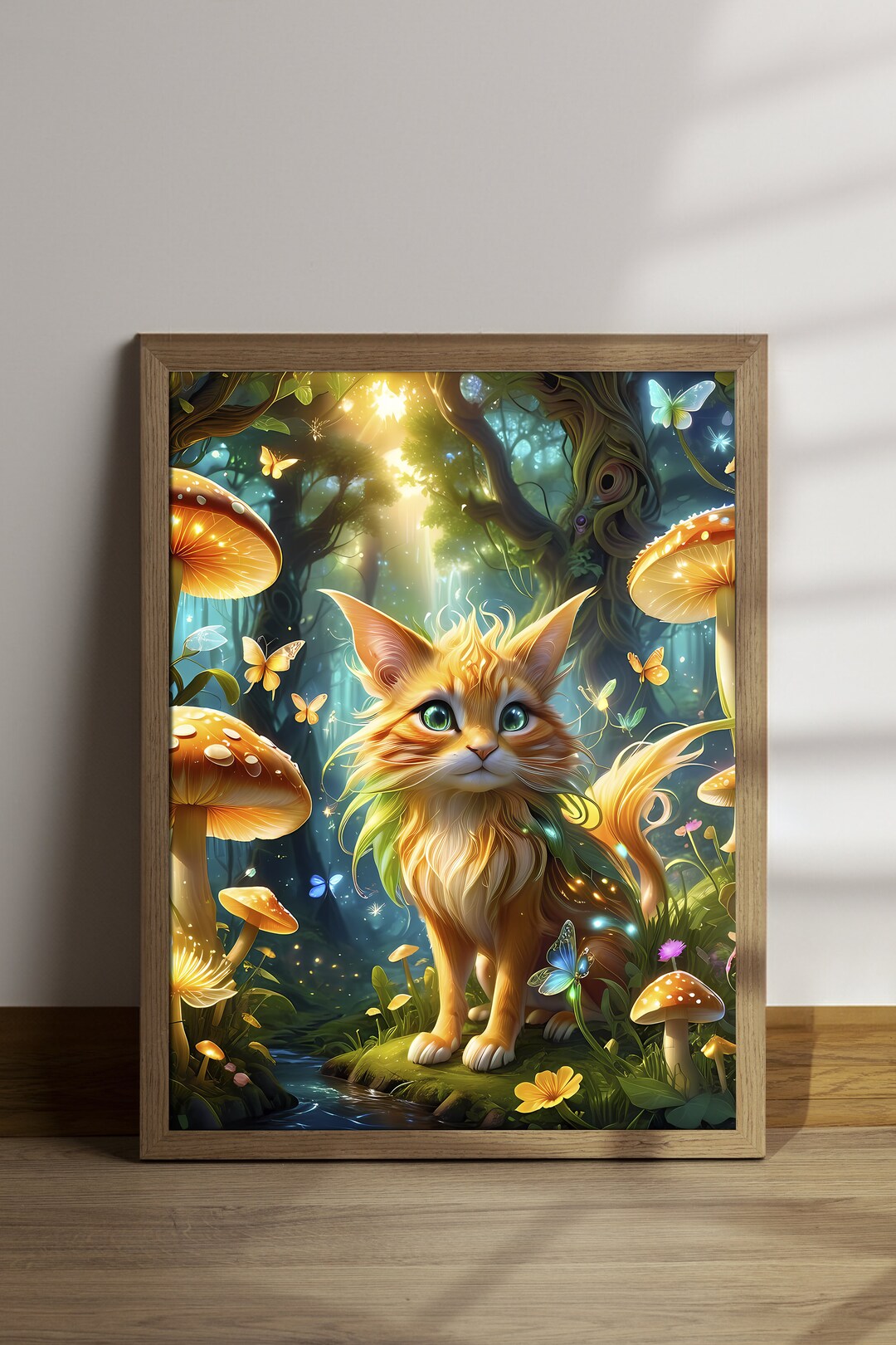 Orange Cat Fantasy Poster Digital Art Print Ready to Frame Perfect Gift ...