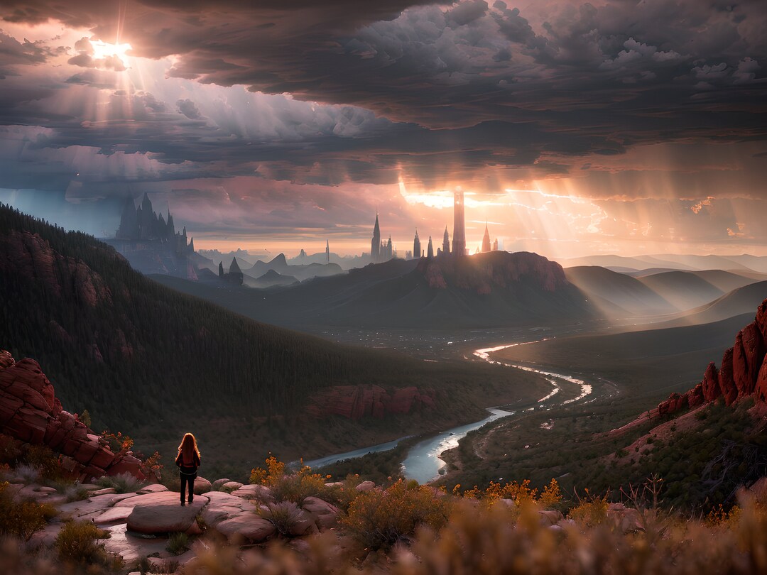 Fantasy Landscapes Elven City Digital Print Screen Saver Fantasy Art ...