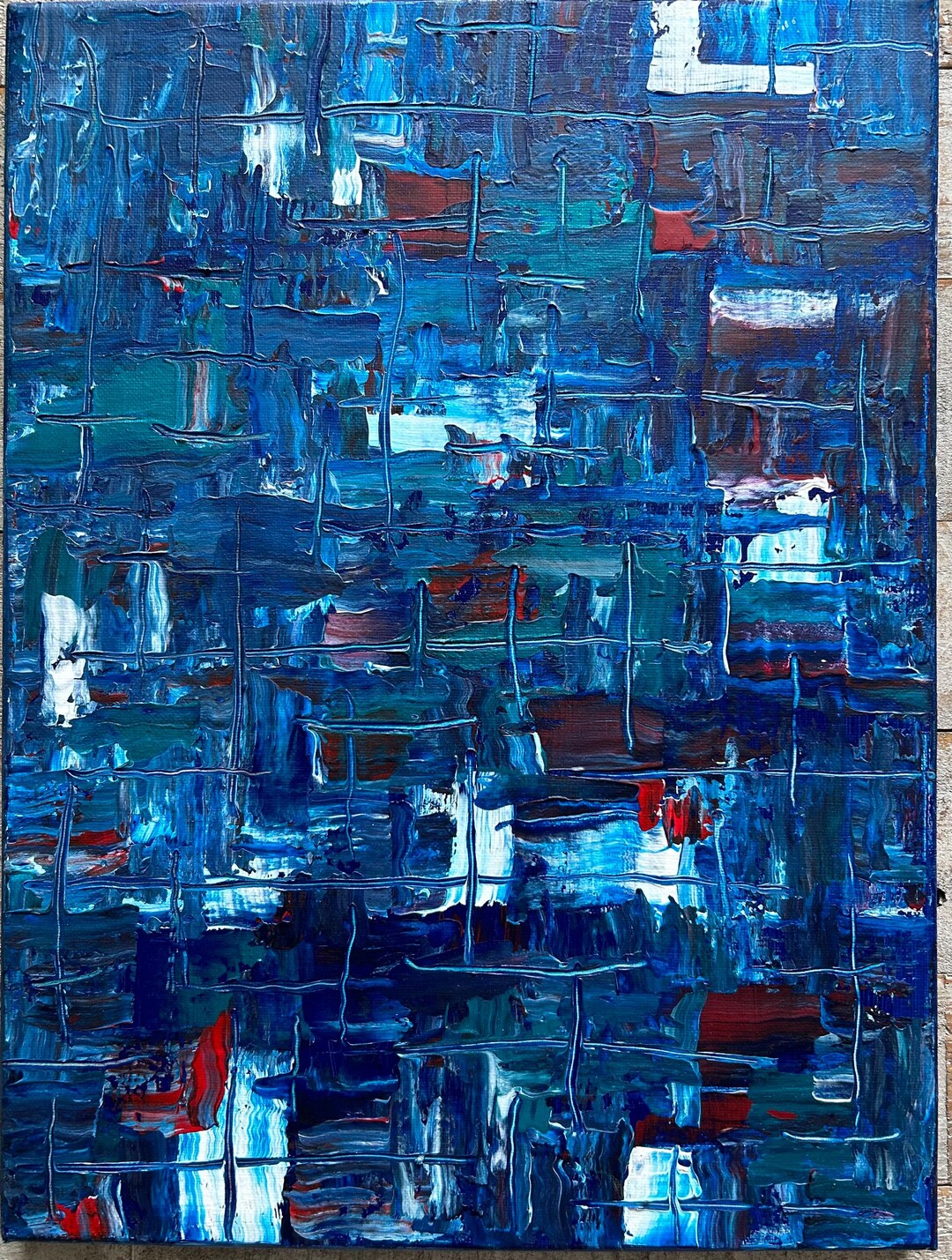 Blue Abstract Painting Acrylic on Canvas. - Etsy