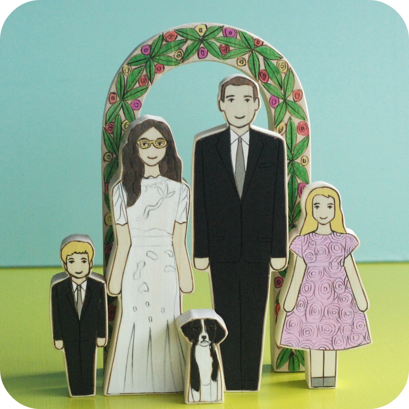 Custom Family Wedding Cake Topper-a Couple Two Children and - Etsy