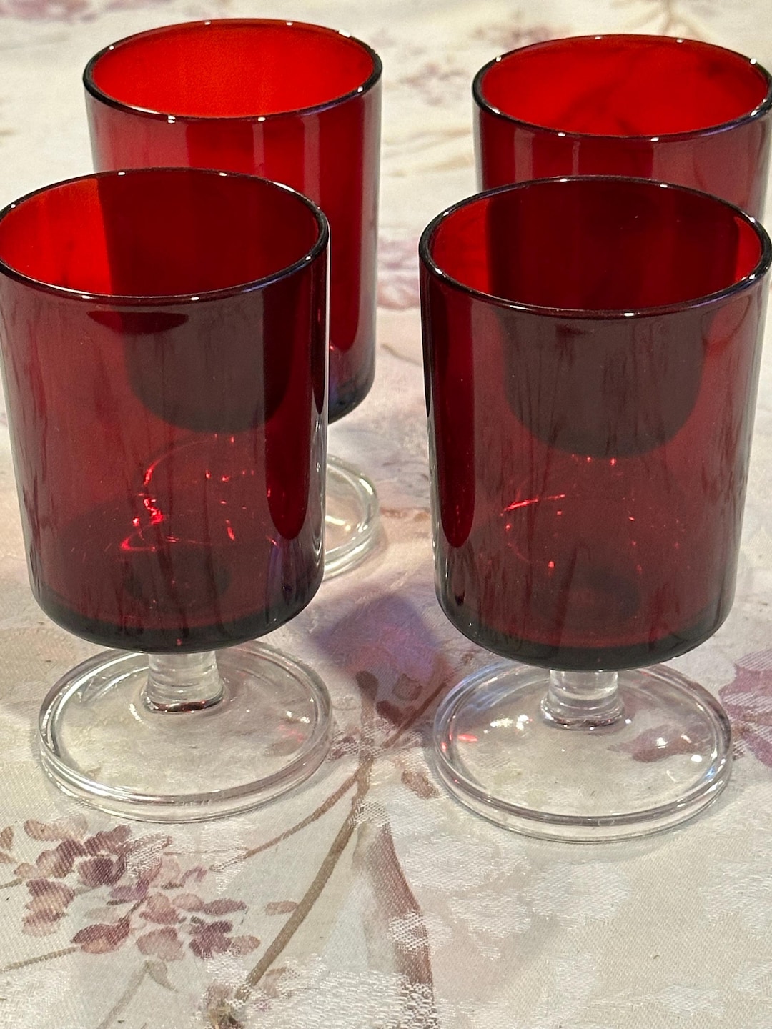 Ruby Red Cavalier Glasses Set of 4 - Etsy