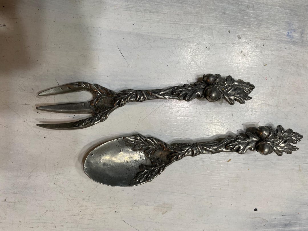 Artisan-crafted Renaissance-style Pewter Fork and Spoon - Etsy