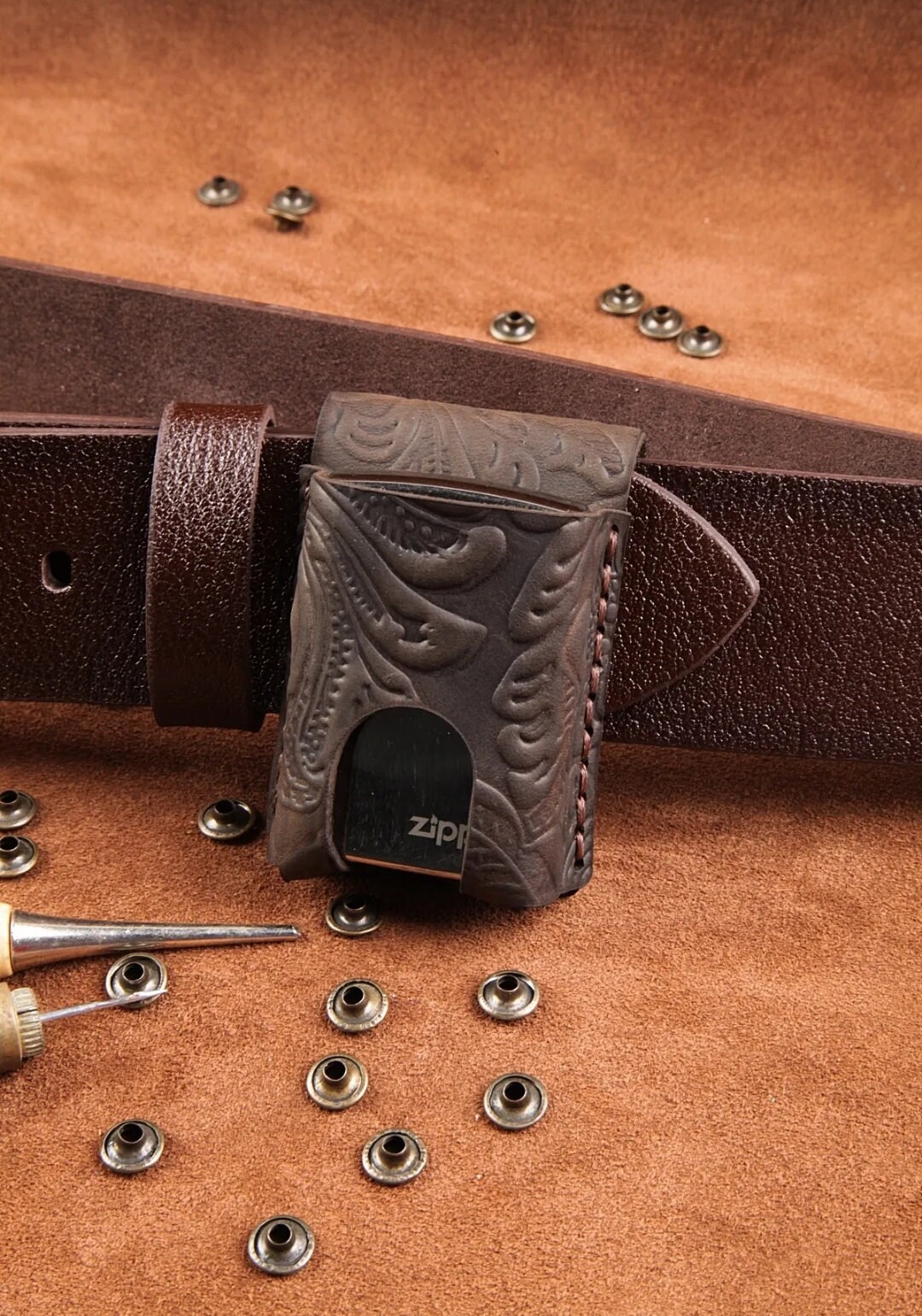 Zippo Leather Case,custom Made Real Leather Zippo Case,genuine Leather ...