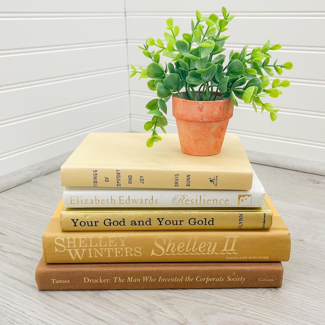 Vintage Neutral Stack of Books - Retro Books for Decorative Display ...