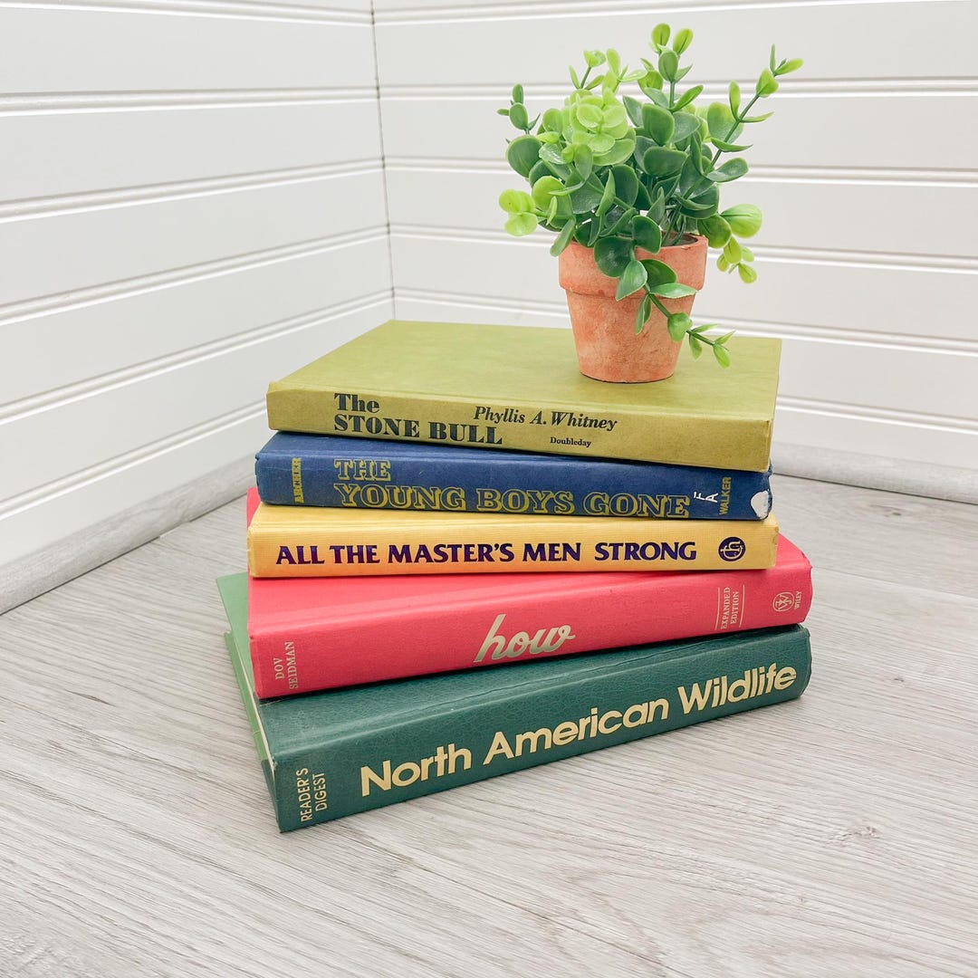 Vintage Rainbow Stack of Books - Rainbow Books for Decorative Display ...
