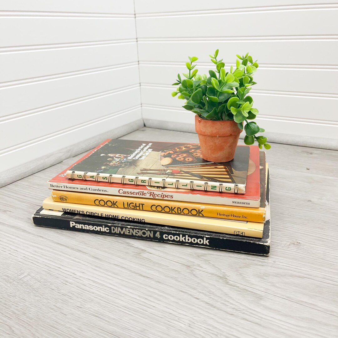 Vintage Stack of Cookbooks - Retro Books for Decorative Display ...