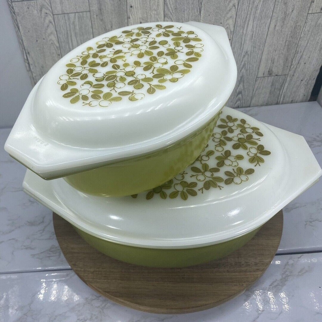 Vintage Pyrex Verde Green Oval Casserole Dish #043 & 045 Olive Avocado ...