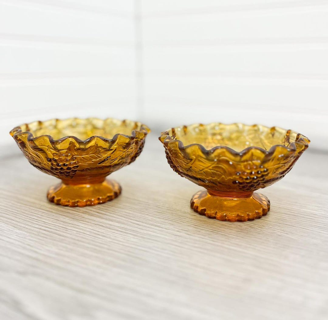 Vintage Amber Depression Glass Candlestick Set - Orange Glass - Etsy