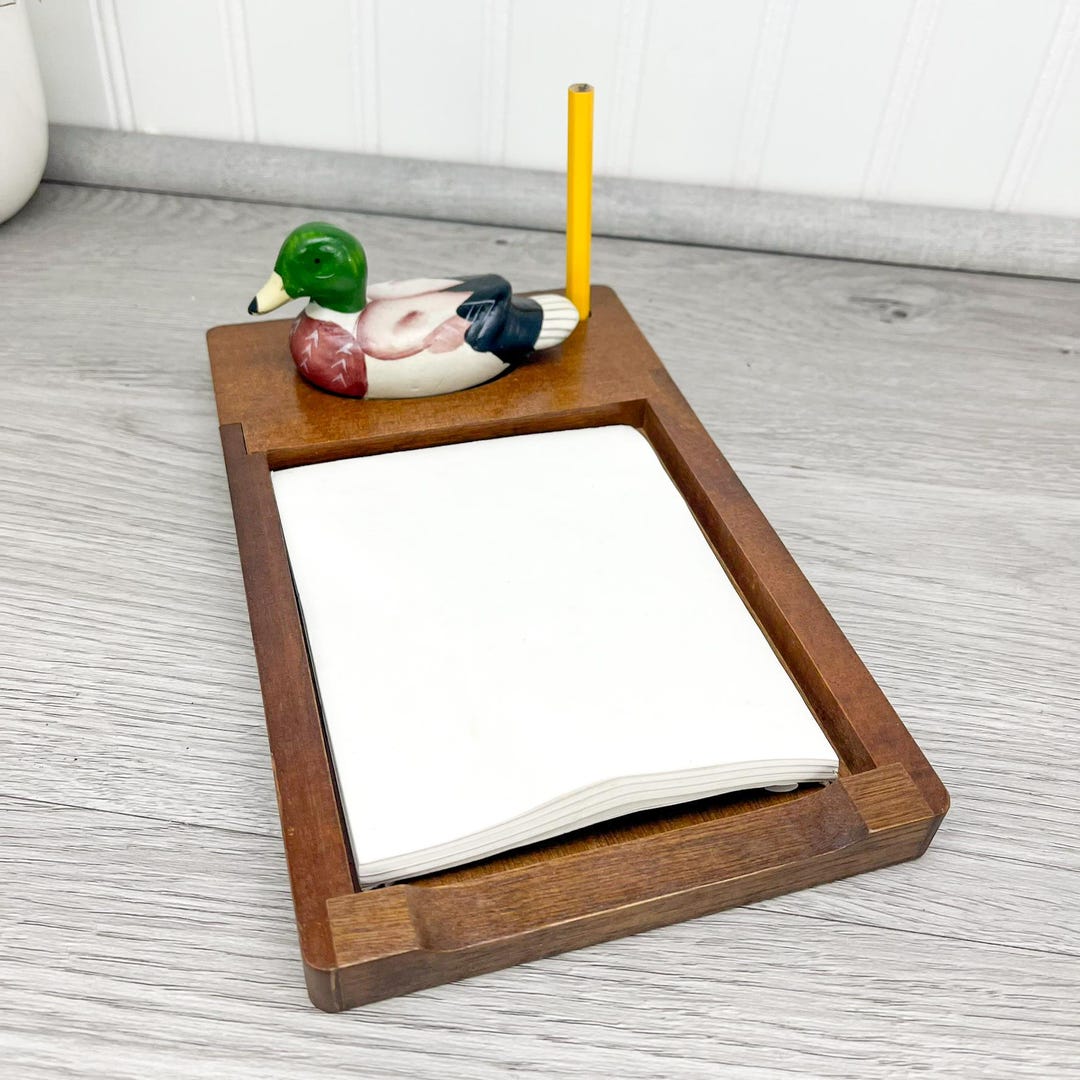 Vintage Duck Desk Stationary Notepad Duck Memo Stand Ceramic Duck Memo ...