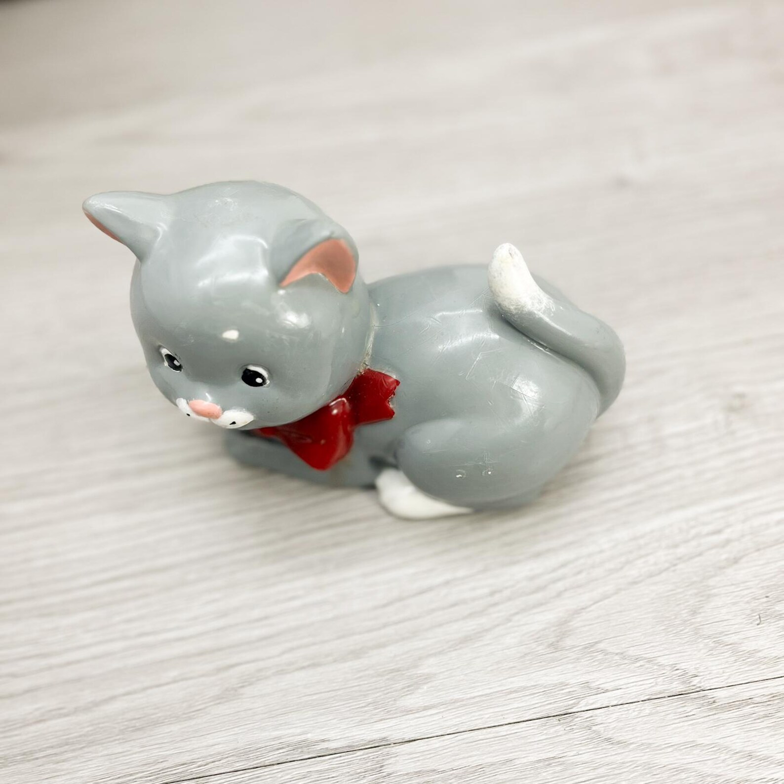 Vintage Porcelain Cat Figurine Gray Cat Figurine Vintage Anamorphic Cat ...