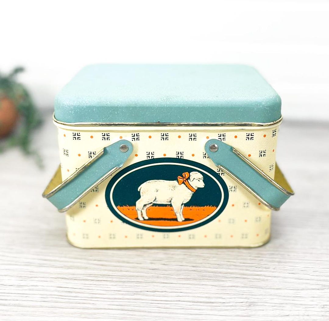 Vintage Metal Sheep Lunch Pail, Retro Lamb Metal Tin, Vintage Metal Tin ...