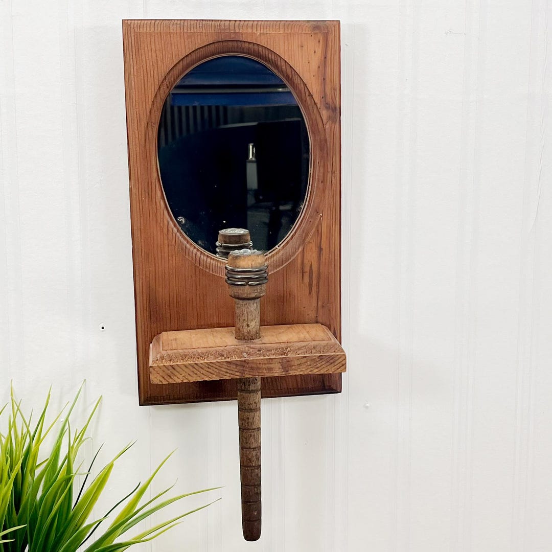 Rustic Farmhouse Entryway Mirror - Vintage Wooden Quill Bobbin - Etsy