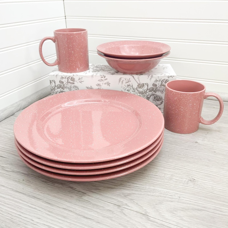 Pink Plate Set - Etsy
