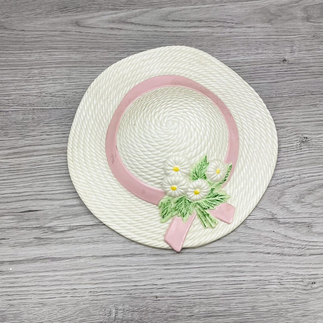 80s Vintage Plastic Hat Wall Pocket - Wall Plant Hanger - White Hat ...