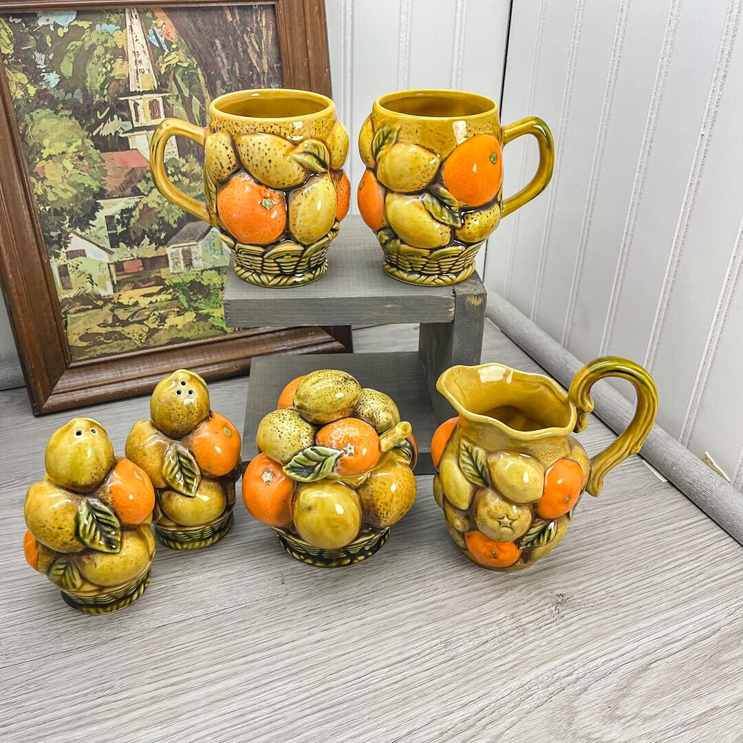 Retro Inarco Japan Ceramic Orange Spice Coffee or Tea Set - 6 Piece ...