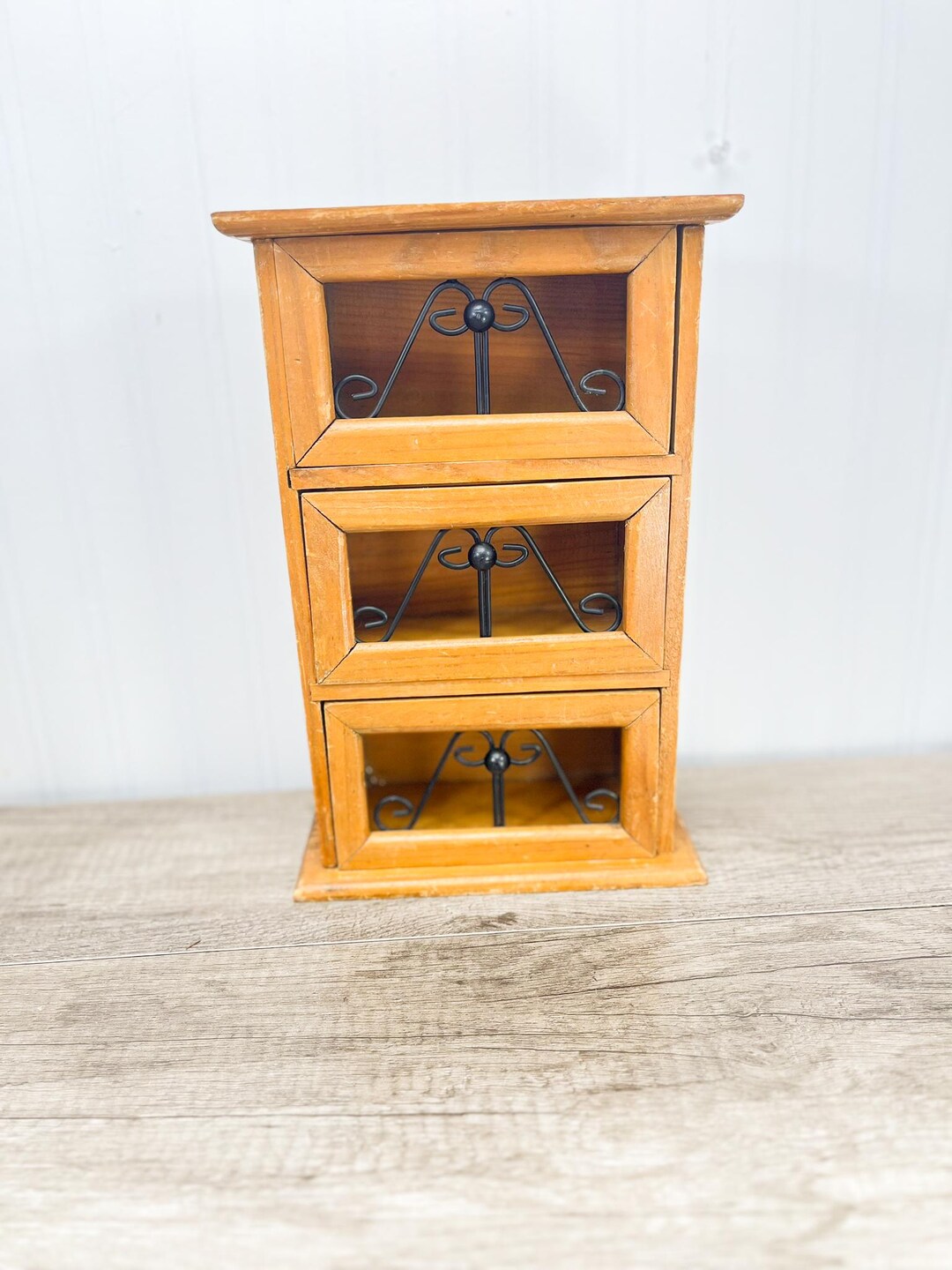 Vintage Wooden Shadow Box - Curio Wall Hanging With Drawers - Etsy