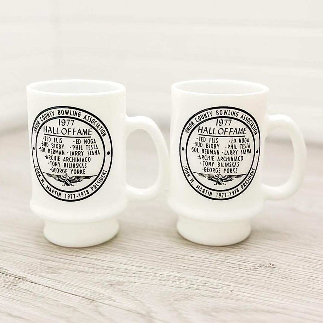 Vintage 1977 Bowling Mugs - Union County Hall of Fame - Set of 2 - Etsy