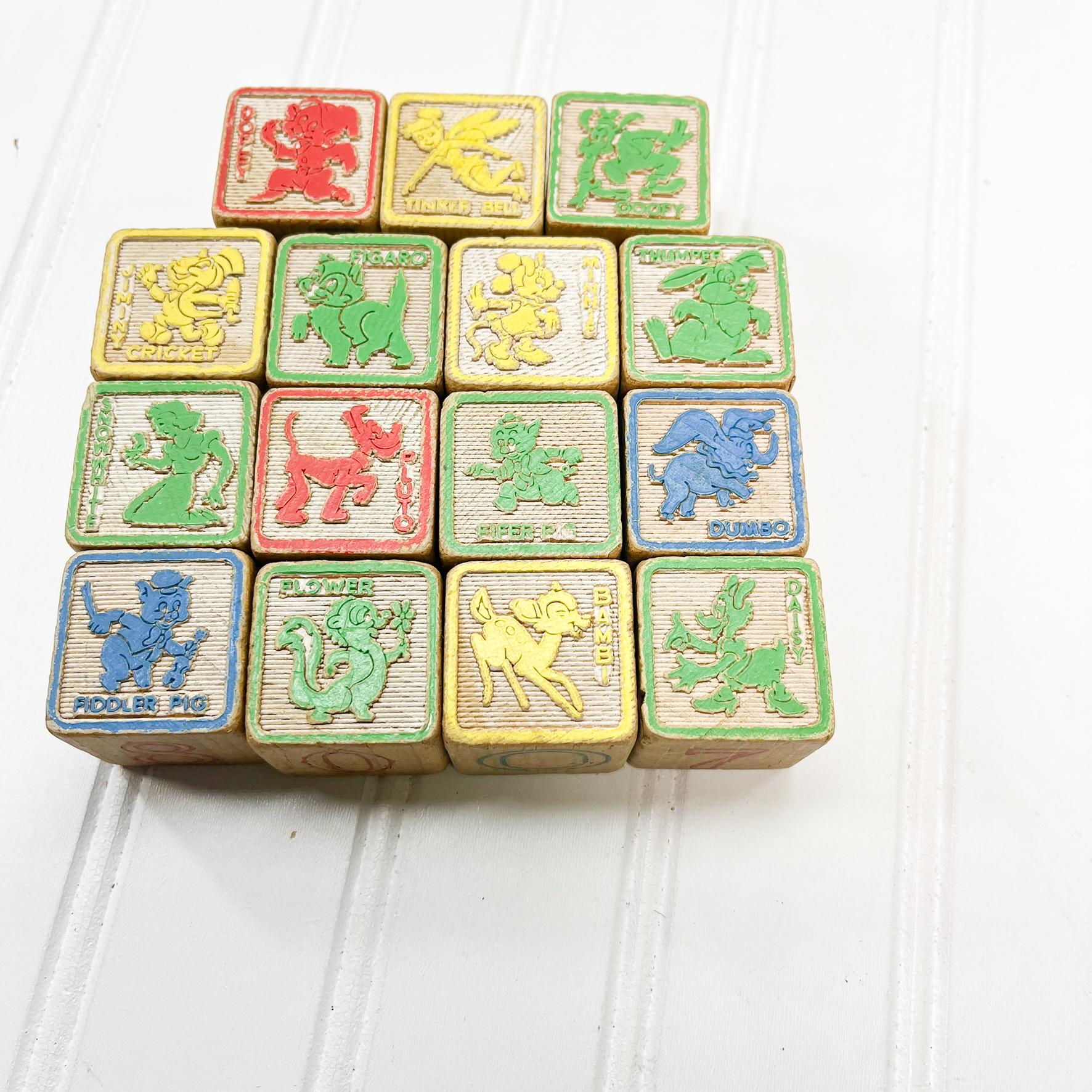 Vintage Disney Alphabet Blocks Set of 15: Nursery Decor Wooden Blocks ...