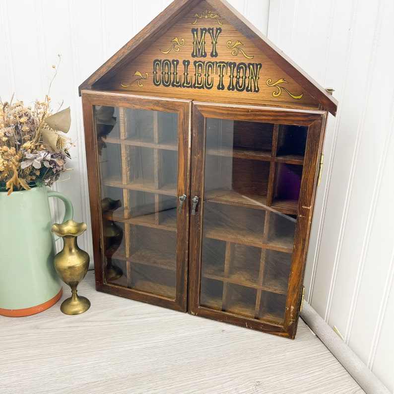 Vintage Enesco Wooden Shadow Box My Collection Curio Wall Hanging ...