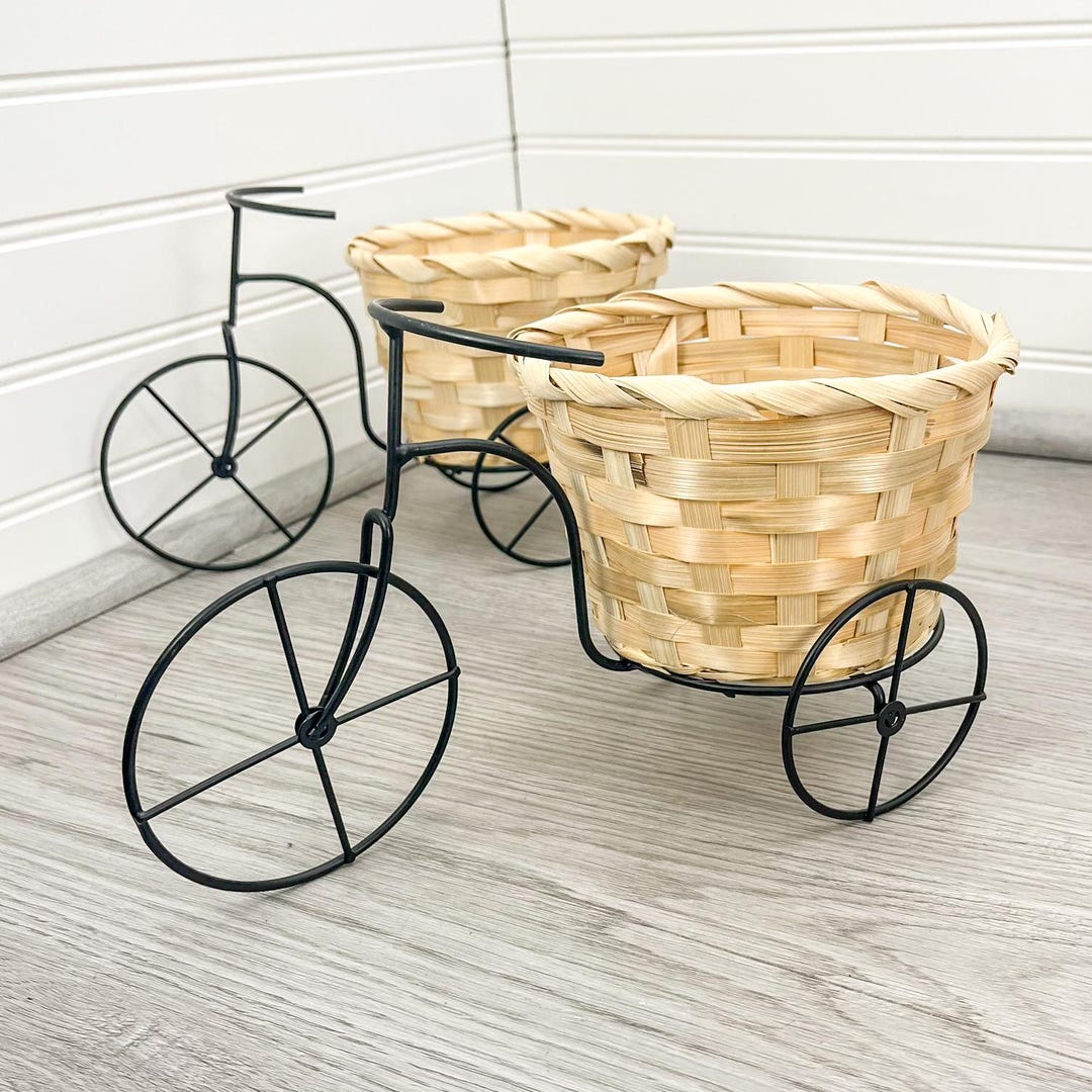 Bicycle Wicker Basket Set of 2 - Decorative Bicycle Basket - Farmhouse ...