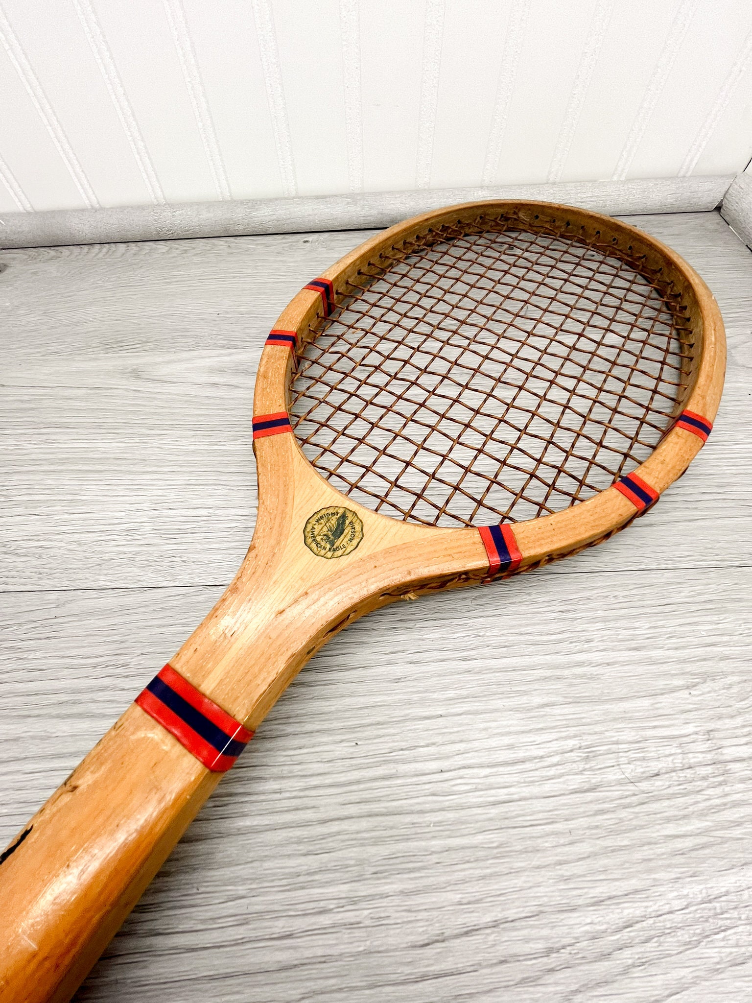Vintage Wooden Tennis Racket Wright Ditson American Eagle Tournament ...