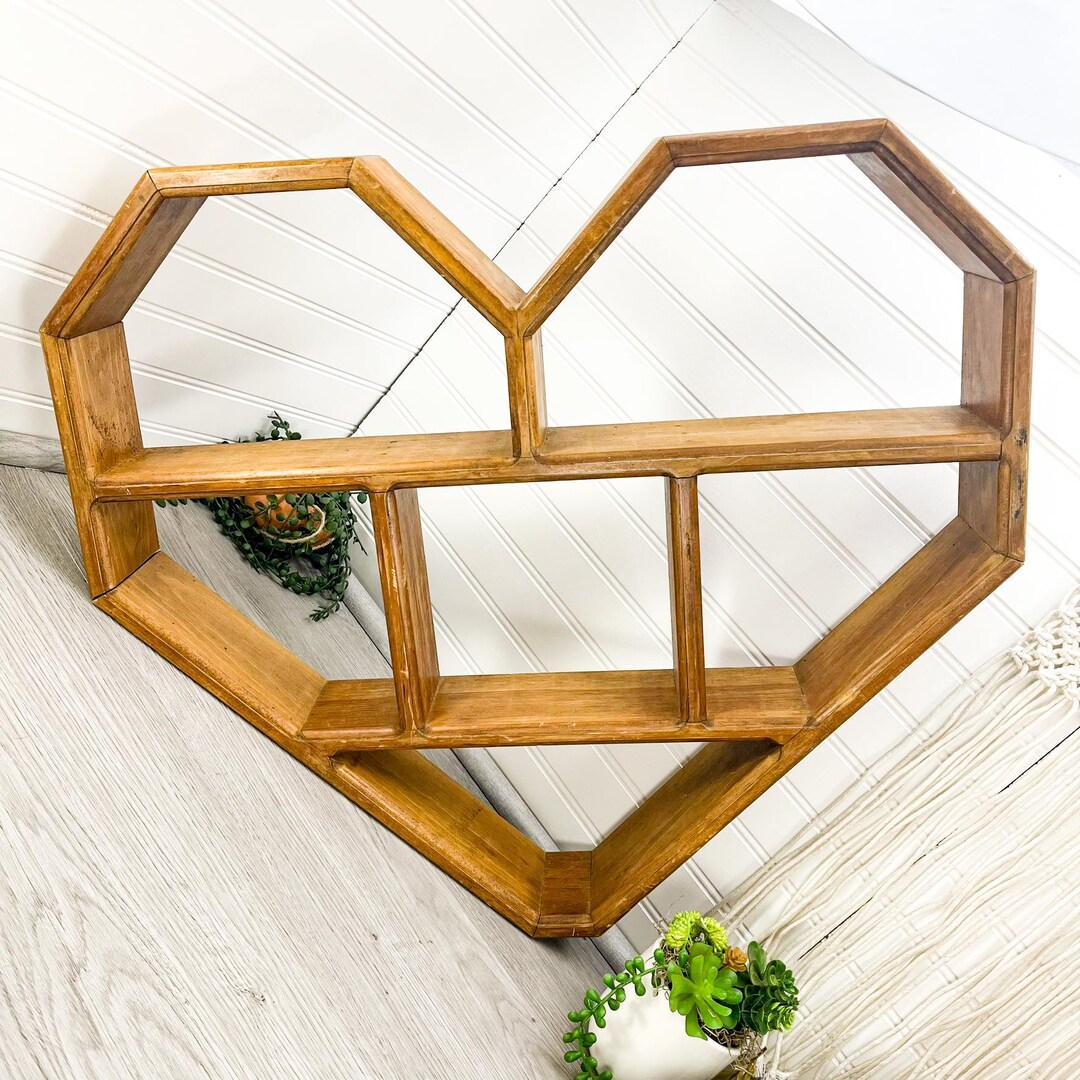 Vintage Wooden Heart Shelf: Large 80s Wall Decor - Etsy