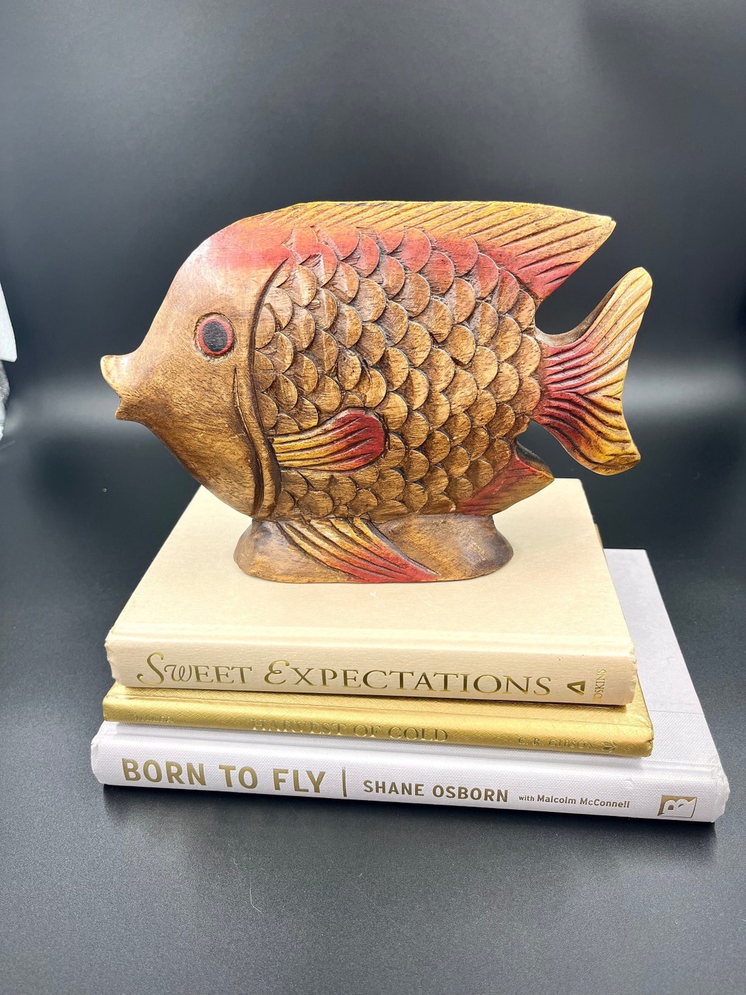 Vintage Hand Carved Wooden Tropical Fish - Hand Painted Fish Sculpture ...