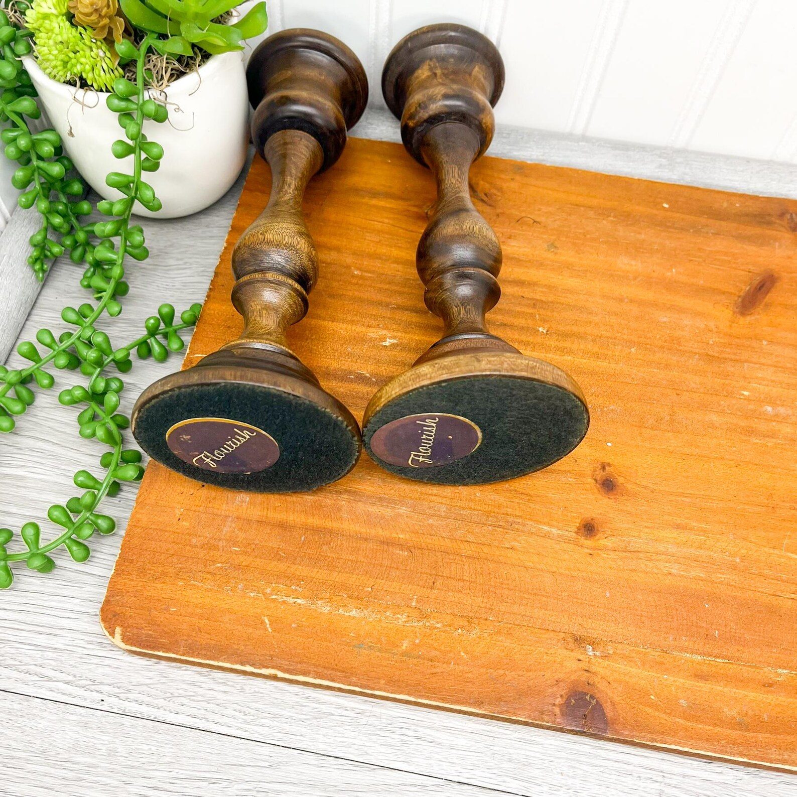 Vintage Wood Candlestick Set: MCM Long Stem Candle Holders - Etsy