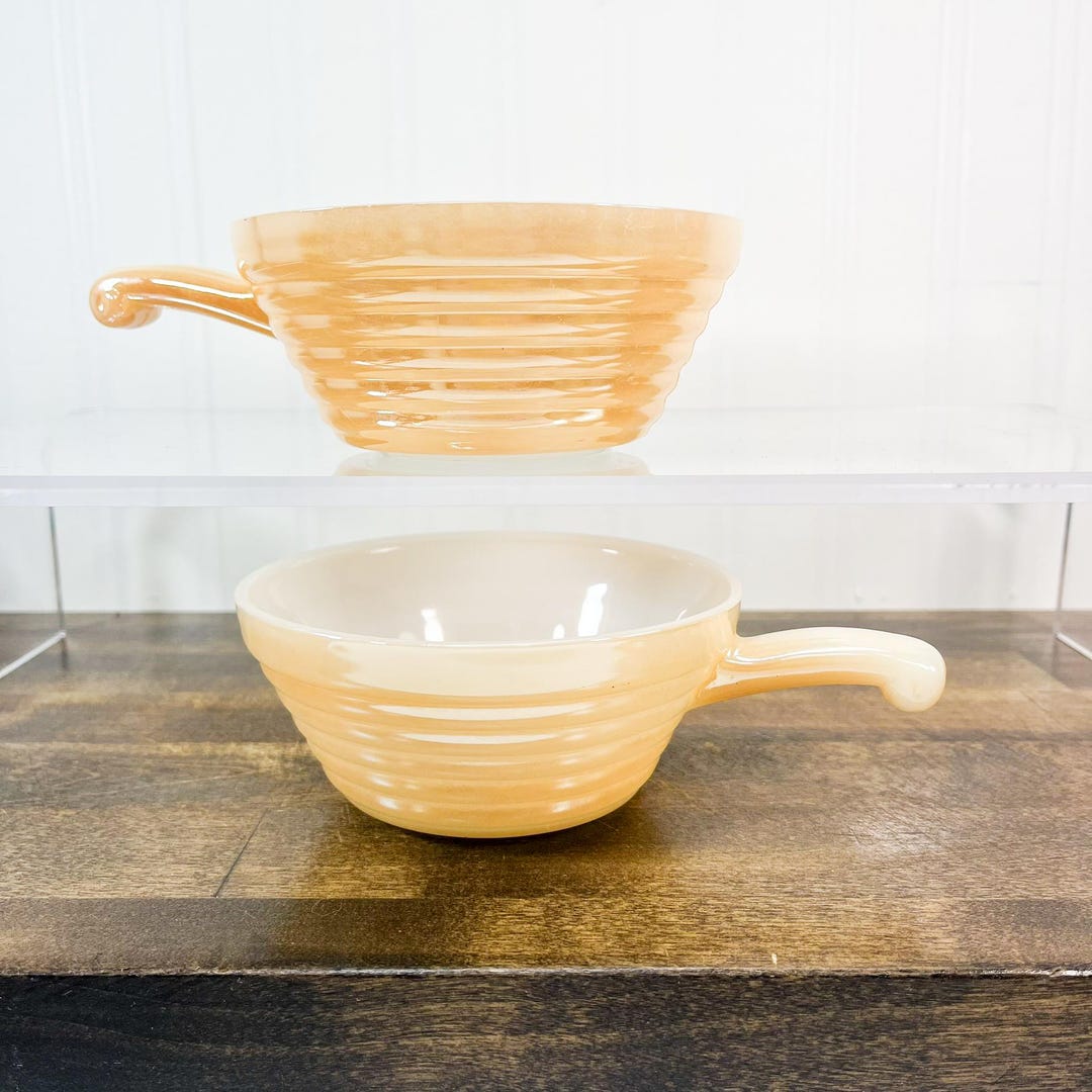 Vintage Marigold Lustre Ramekin Set of 2 - Peach Fire-king Bowls - Etsy