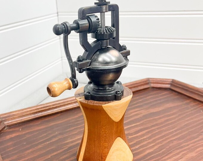 Vintage Wooden Pepper Grinder: Midcentury Steampunk Hand Crank - Etsy