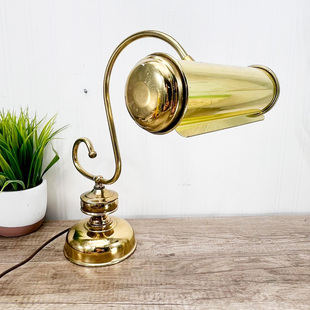 Vintage Brass Bankers Desk Lamp: Maximalist Gold Decor - Etsy