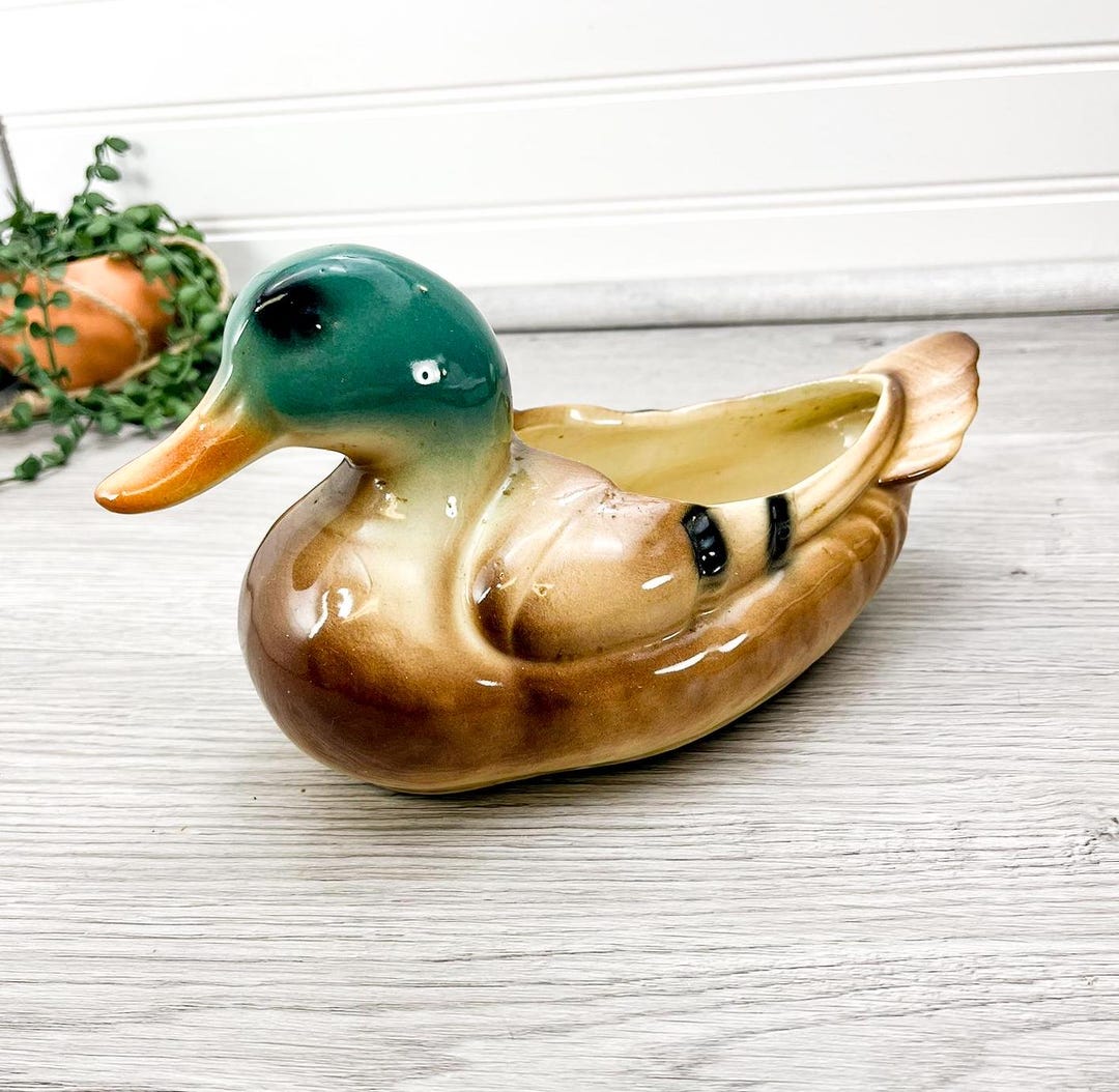 Vintage Ceramic Mallard Duck Planter: Retro Decor - Etsy