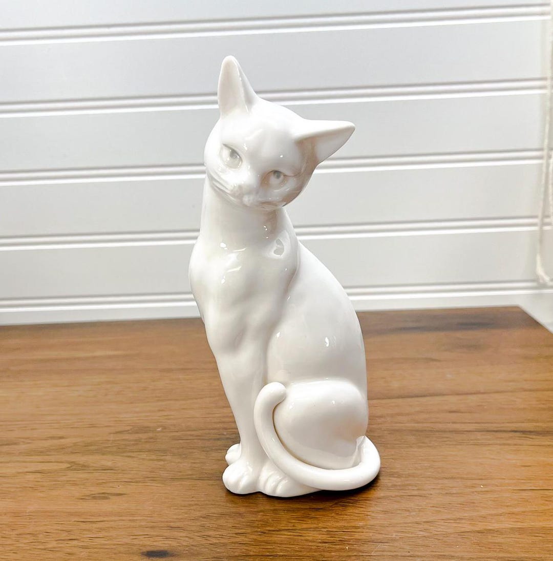 Vintage Cat Figurine - Log Necked Cat 1960s Japan Figurine - Retro Cat ...