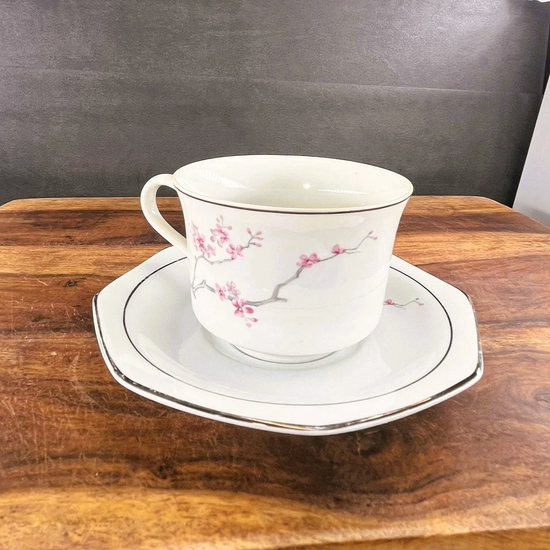 Schmidt Teacup and Saucer - Cherry Blossom Tea Cup - Vintage Teacup ...