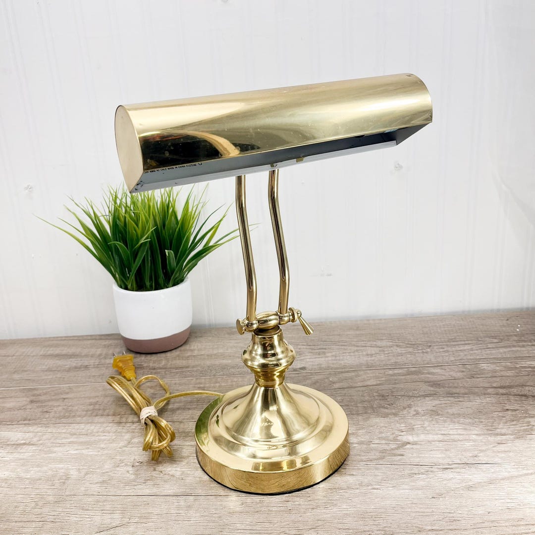 Vintage Brass Bankers Desk Lamp: Maximalist Gold Decor - Etsy