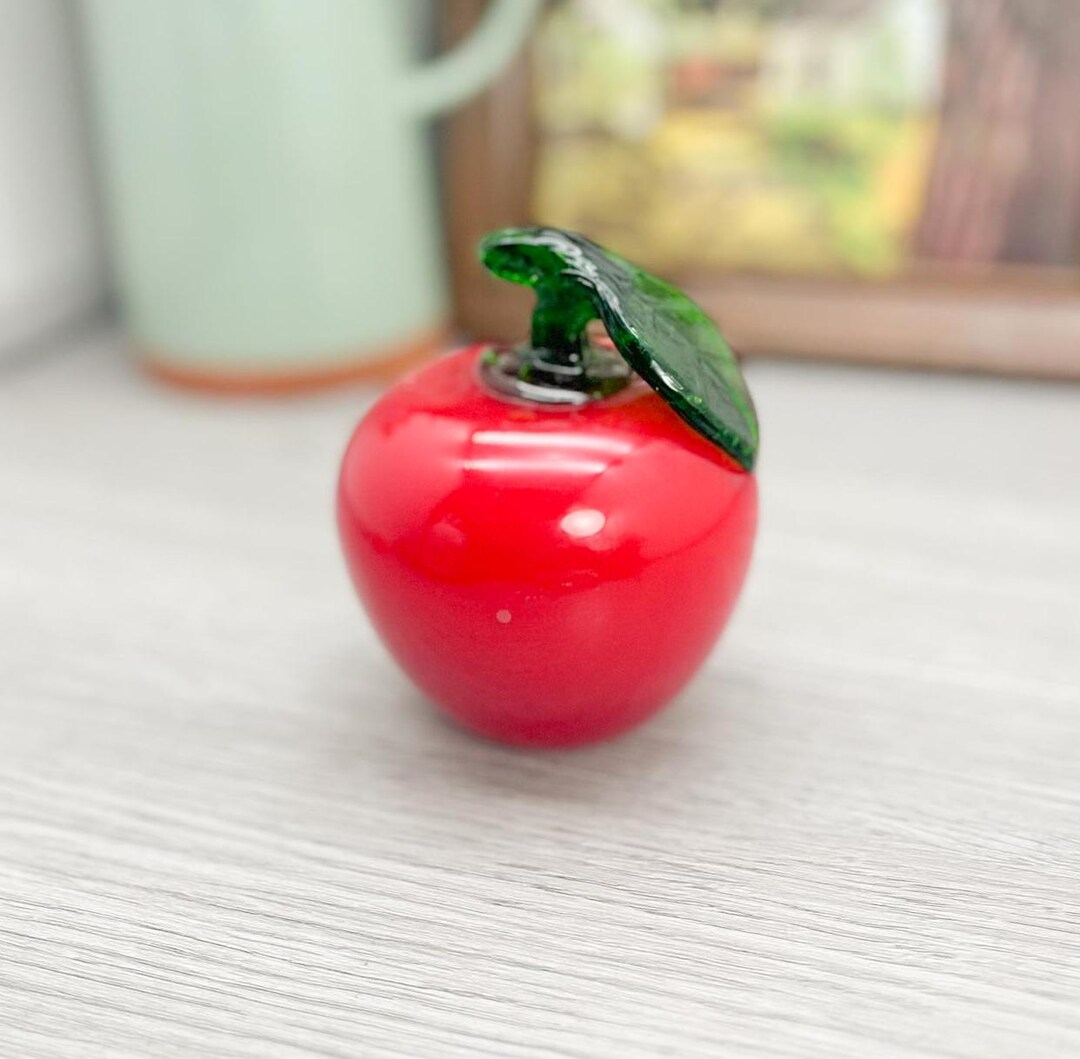 Red Murano Glass Apple - Small Red Apple Paperweight - Red Glass Apple ...