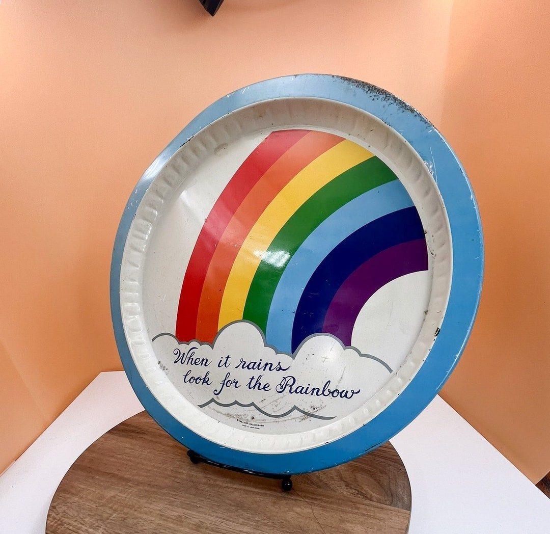 Vintage Rainbow Metal Tray - When It Rains Look for the Rainbow Serving ...
