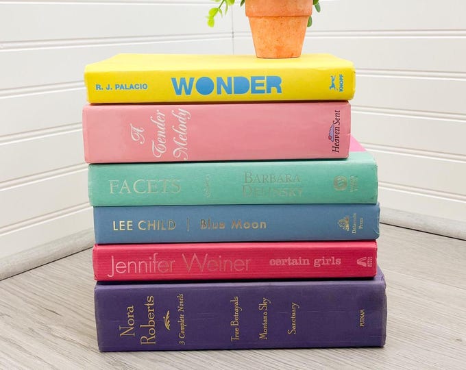 Pastel Rainbow Stack of Books - Rainbow Books for Decorative Display ...