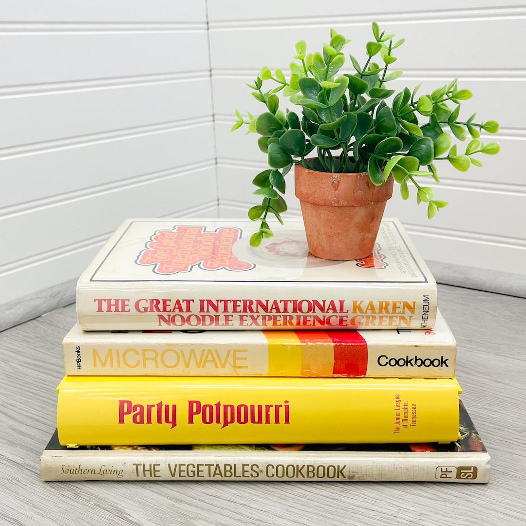 Vintage Stack of Cookbooks - Retro Books for Decorative Display ...