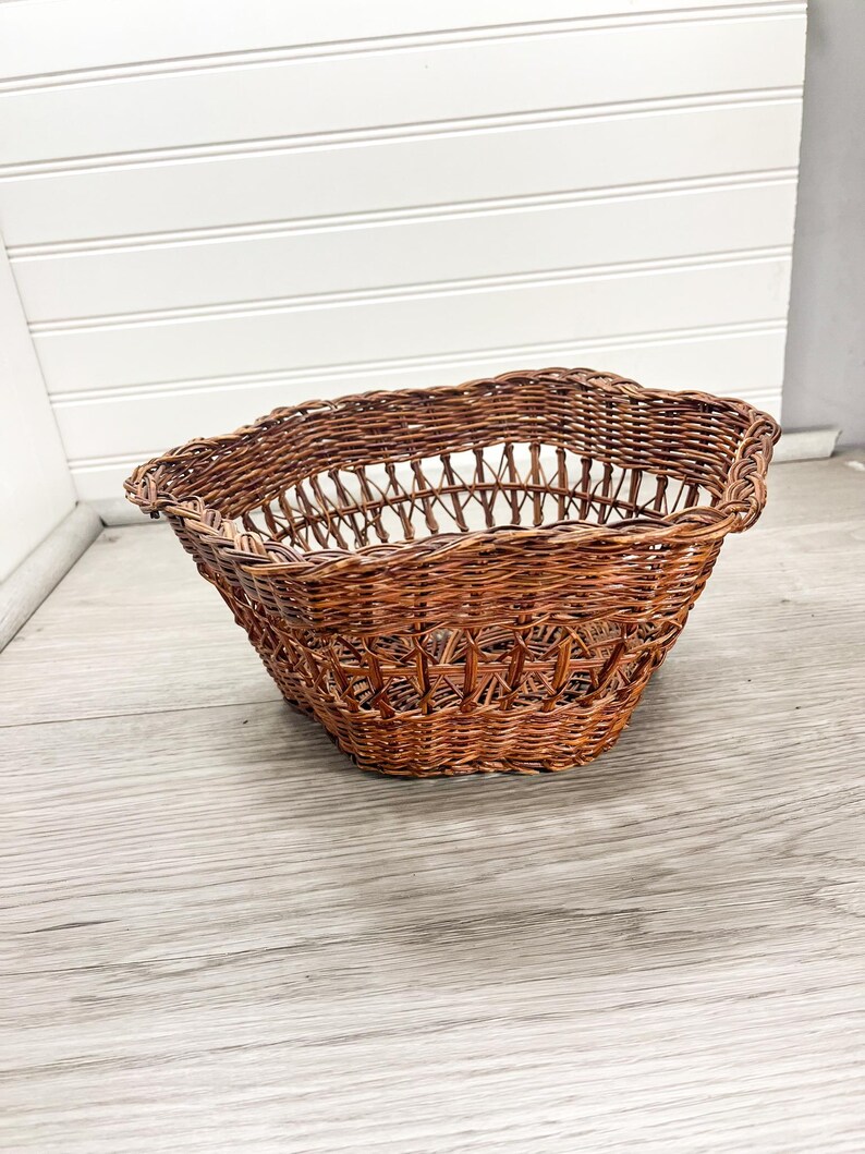 Vintage Hexagon Wicker Wall Basket: Rustic Home Decor - Etsy