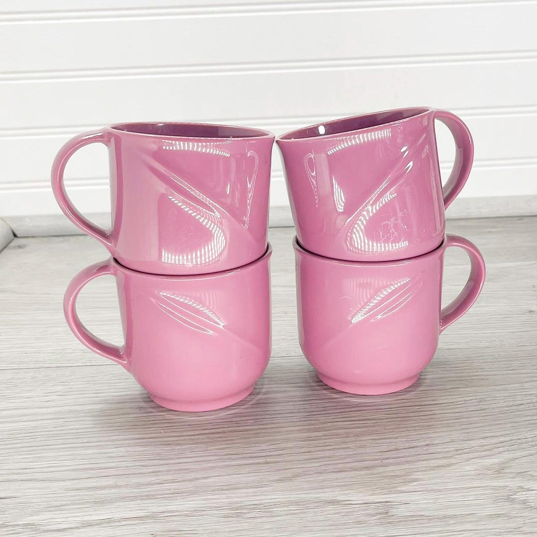 Vintage Rubbermaid Pink Plastic Mugs - Retro Set of 4 - Etsy