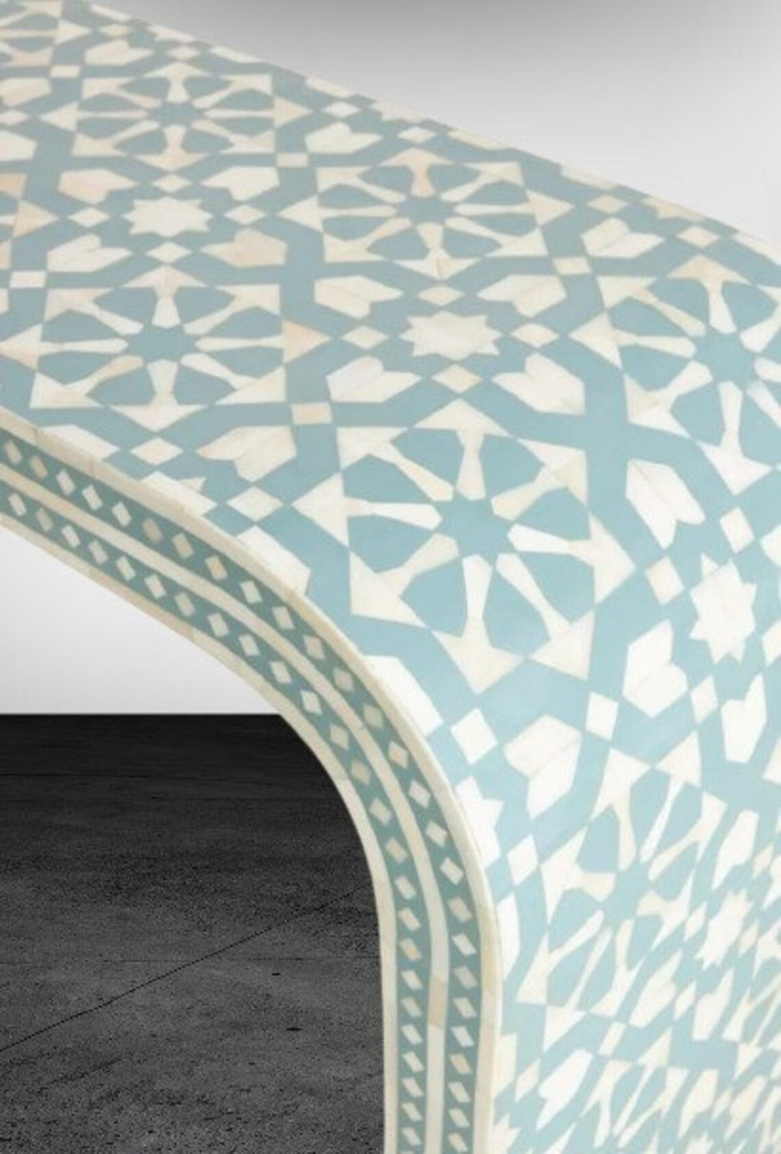 Bone Inlay Waterfall Moroccan Console Table, Bone Inlay Waterfall Console, Bone Inlay Console ...
