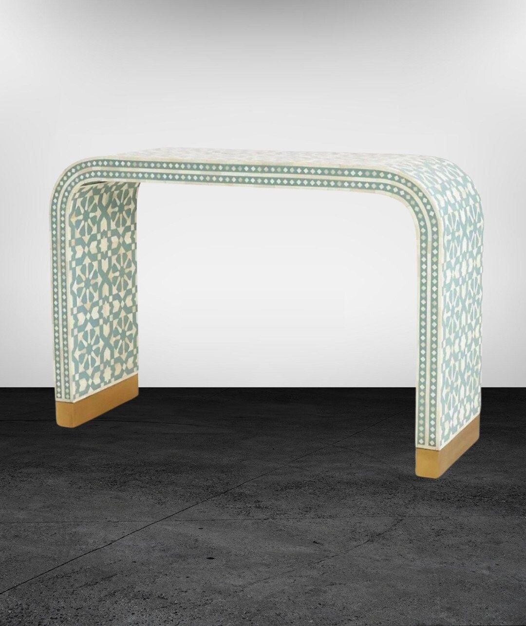 Bone Inlay Waterfall Moroccan Console Table, Bone Inlay Waterfall ...