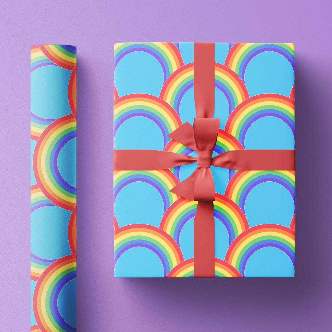 Rainbow Wrapping Paper Roll, Colorful Gift Wrap for Birthdays, Holidays ...