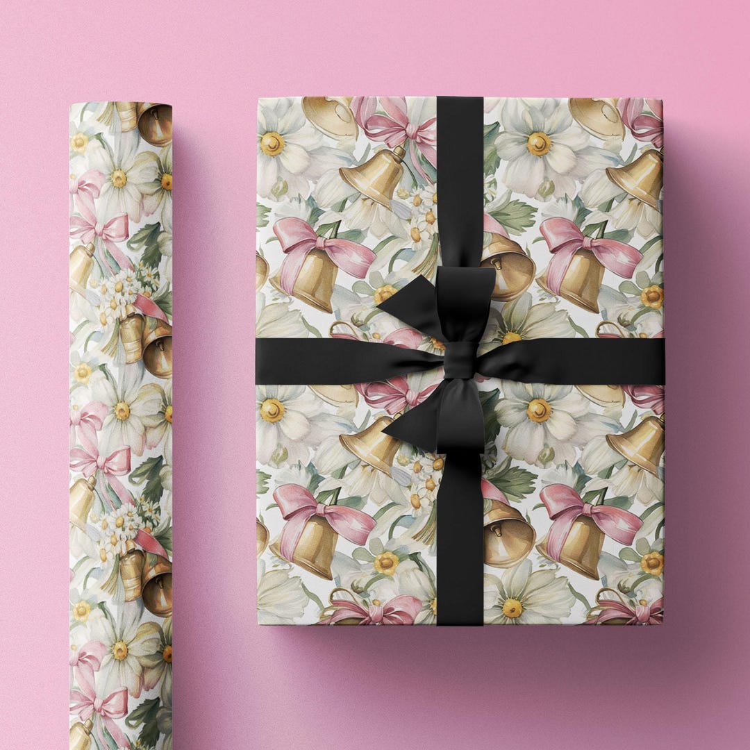 Wedding Bells Wrapping Paper Roll, Pretty Wrapping Paper for Bridal ...