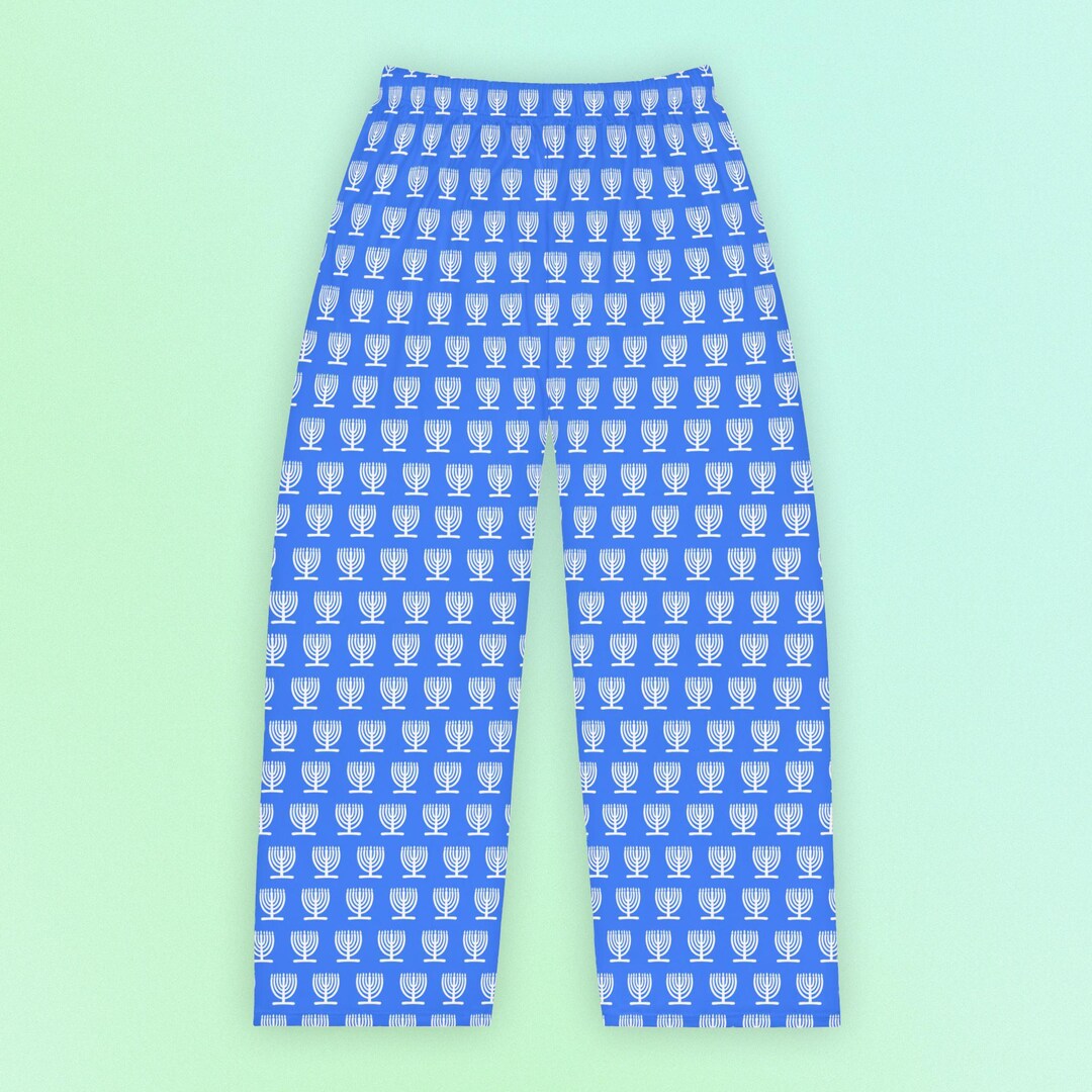 Men's Hanukkah Pajama Pants With Blue and White Menorah Pattern - Etsy