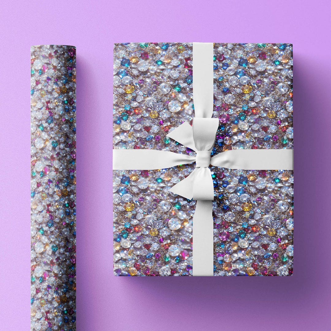 Jewel and Diamond Wrapping Paper Roll With Sparkling and Girly Pattern ...